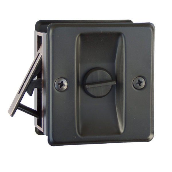 POCKET DOOR PRIVACY LOCK, RECTANGULAR, BLACK, BLACK – Orca Hardware